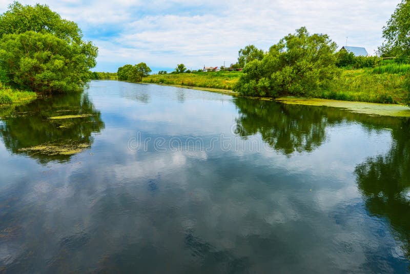 Summer Landscape with a River in the Countryside Stock Photo - Image of ...