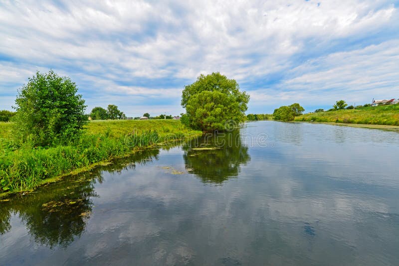 Summer Landscape with a River in the Countryside Stock Image - Image of ...