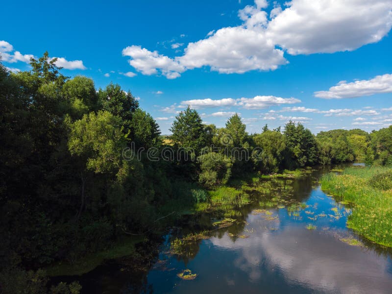 Summer Landscape with River in Russia Stock Image - Image of aerial ...