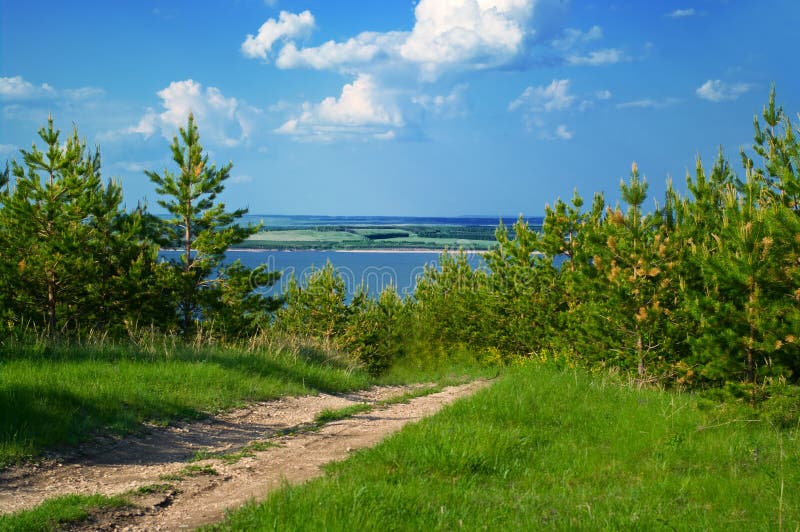 Summer landscape with road stock image. Image of road - 12704453
