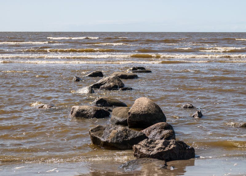 Summer Landscape with Rocks by the Sea, Baltic Sea Coast Stock Photo ...
