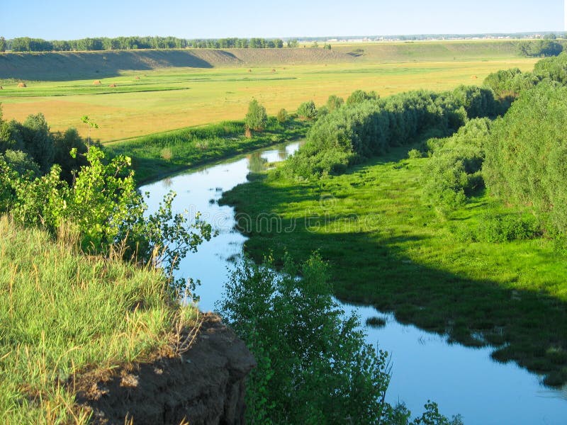 Summer Landscape. Small River Stock Image - Image of landscape, tree ...