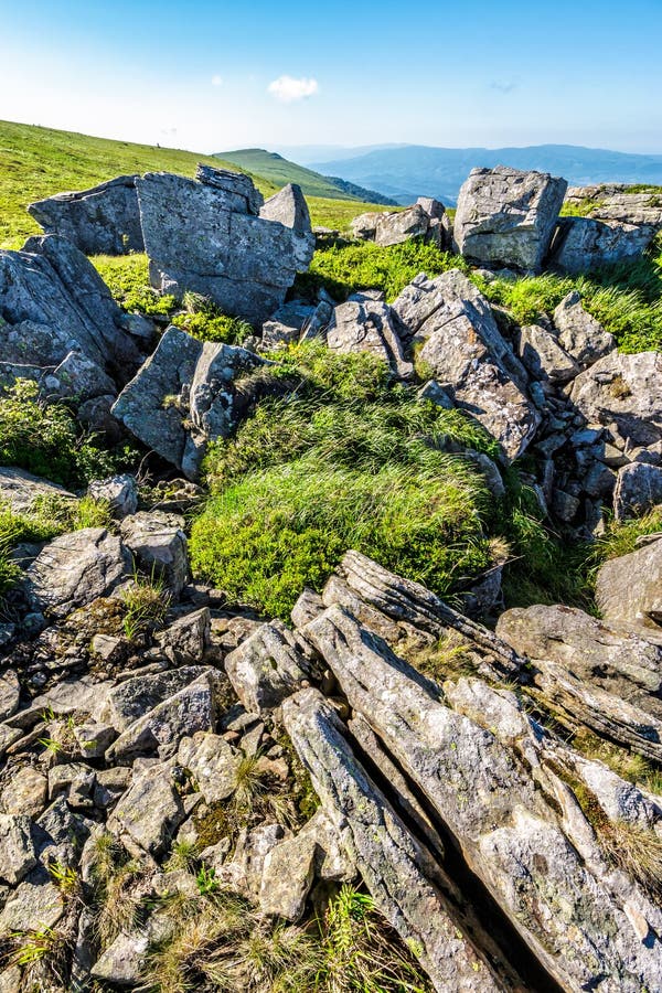 Summer Landscape with Stones on the Hill Stock Image - Image of hiking ...