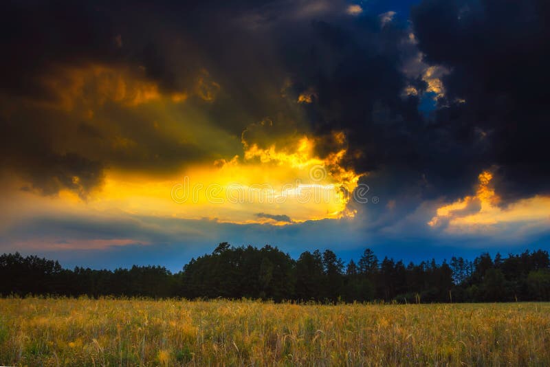Stormy landscape stock photo. Image of colors, stubble - 51293632