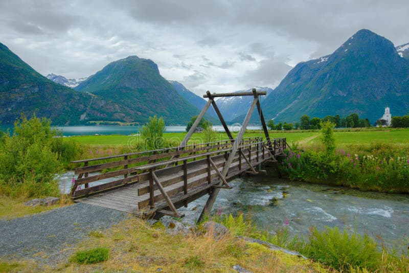 Summer Landscape in Stryn Norway Stock Image - Image of hill, river ...