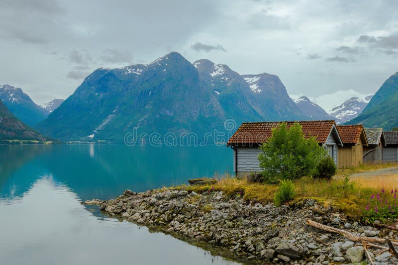 Summer Landscape in Stryn Norway Stock Image - Image of silence, nature ...