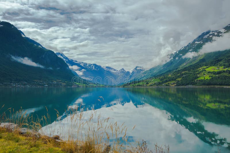Summer Landscape in Stryn Norway Stock Photo - Image of clouds, blue ...