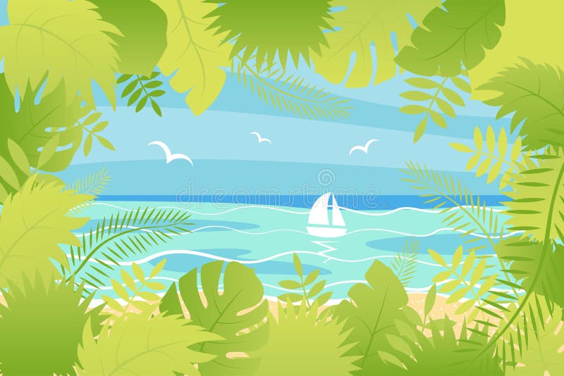 Summer Landscape Vector Illustration in Flat Style Stock Vector ...