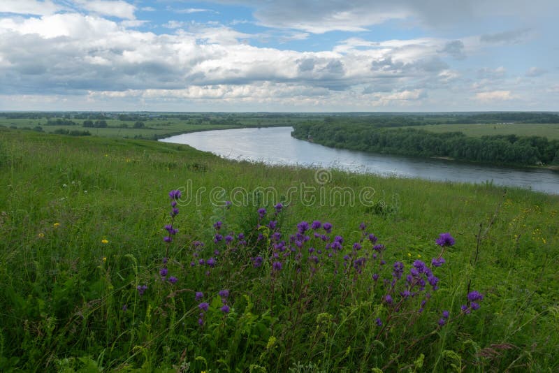 Summer Landscape with Views of the River from the High Bank Stock Photo ...