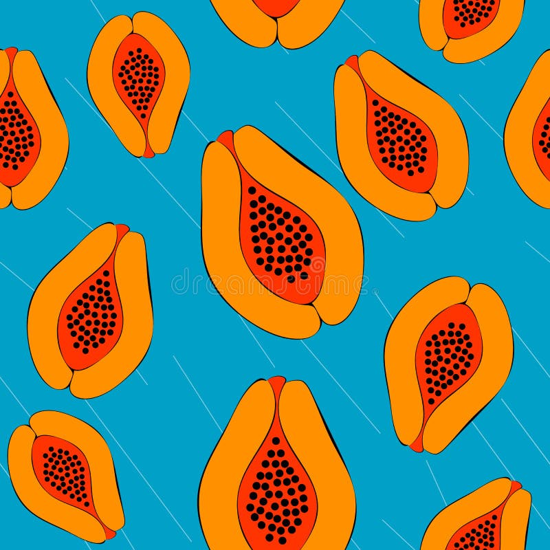 Summer Large Papaya Pattern Seamless Repeat Pattern Vector Stock Vector ...