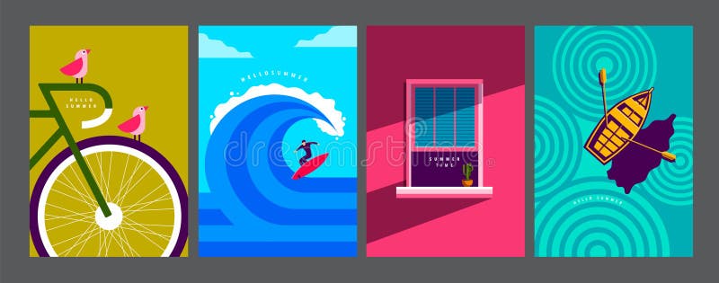 Summer Layout , Poster Banner Template, Flat Vector, Colorful Minimal ...