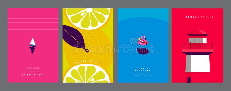 Summer Layout Set, Poster Banner Template, Flat Vector, Colorful ...