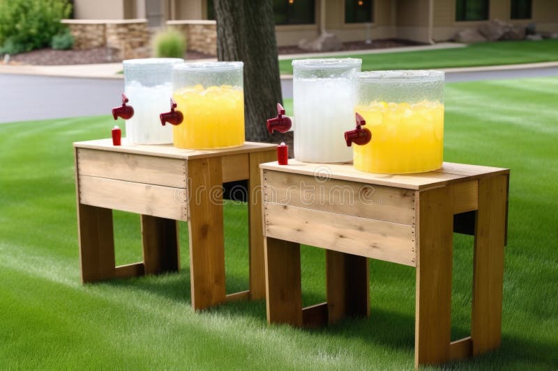 Summer Lemonade Stand, with Different Flavors and Varieties of Lemonade ...