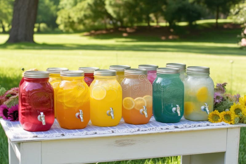 Summer Lemonade Stand, with Different Flavors and Varieties of Lemonade ...