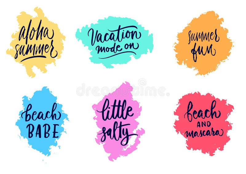 Summer Lettering Design Set Hand Drawn Stock Vector - Illustration of ...