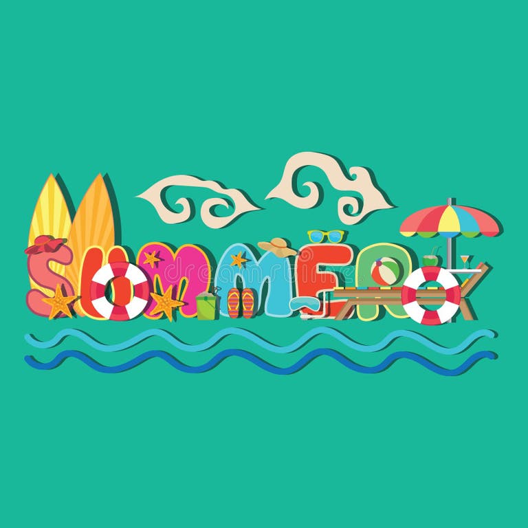 Summer Lettering Design. Vector Illustration Decorative Design Stock ...