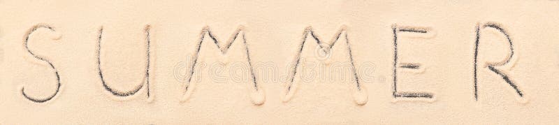 Summer Lettering Drawn on Sand Stock Image - Image of grain, brown ...