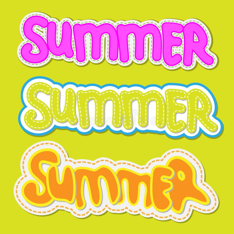 Summer Lettering, Summer Sticker with Handwritten Stripped Word Stock ...