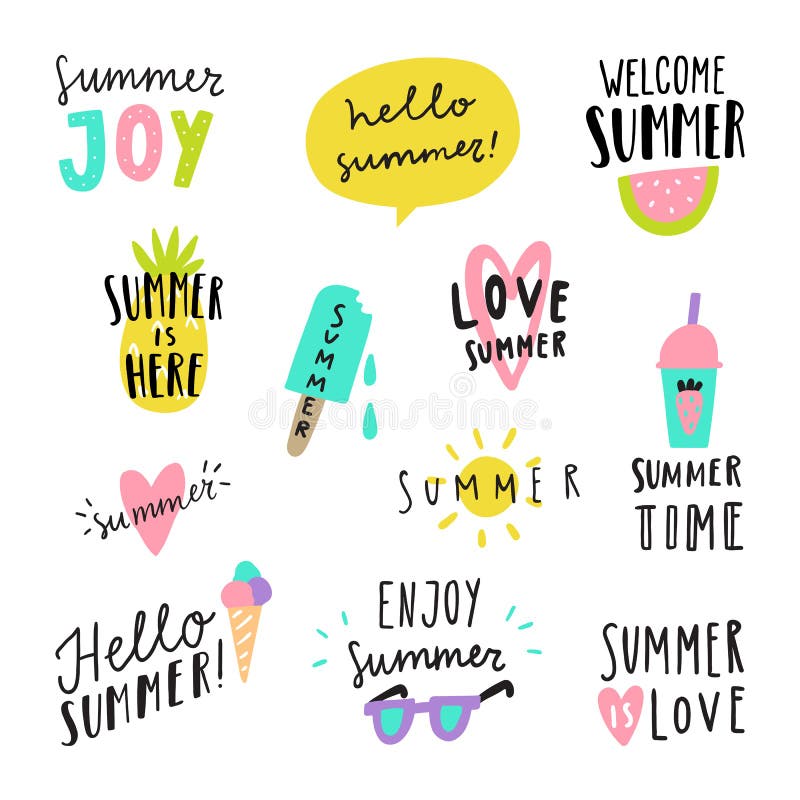 Summer Lettering Quotes Typography Design. Hand Written Holiday of ...