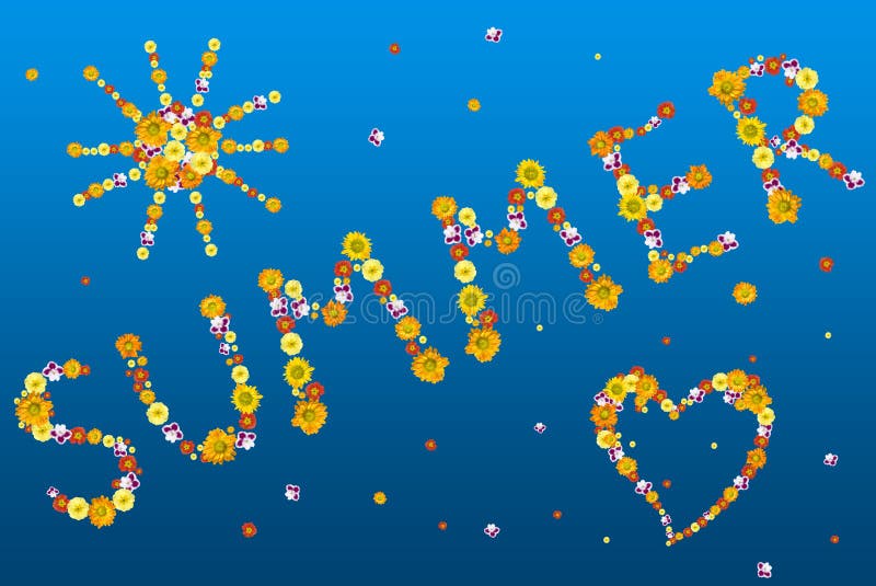 Summer Letters and Symbols from Flowers Stock Illustration ...