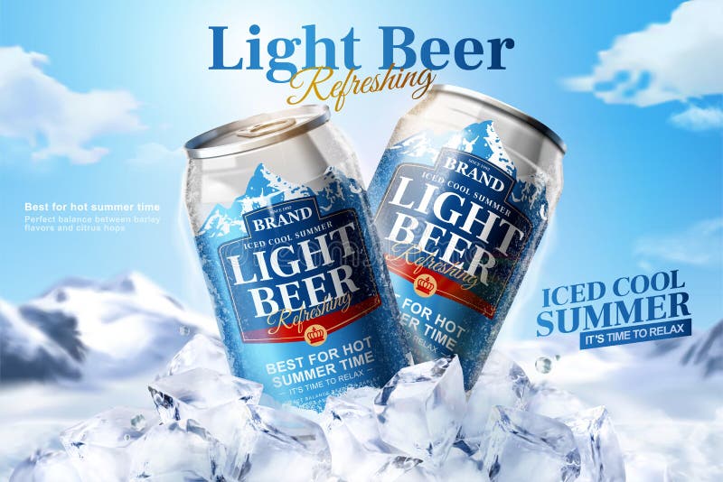 Summer light beer ads stock vector. Illustration of blue - 157437865