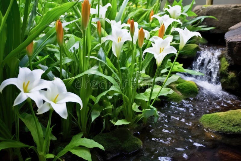 Summer Lilies by the Side of a Hot Spring Stock Photo - Image of ...