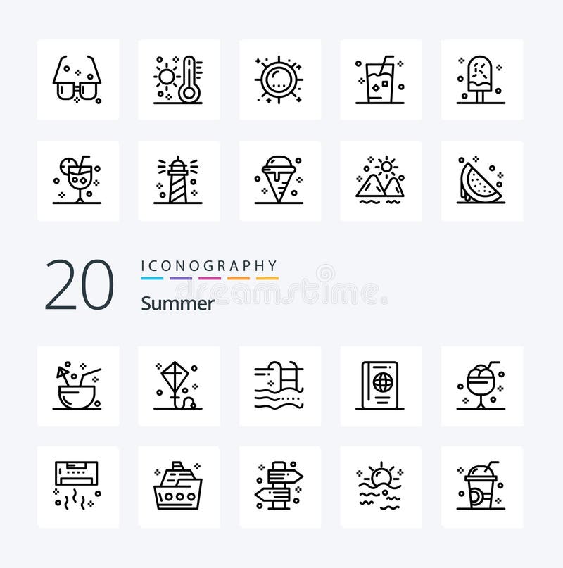20 Summer Line Icon Pack Like Summer Holiday Summer Water Summer Stock ...