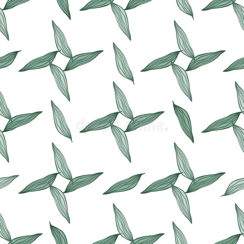 Summer Line Leaves Pattern on Green Background Stock Vector ...