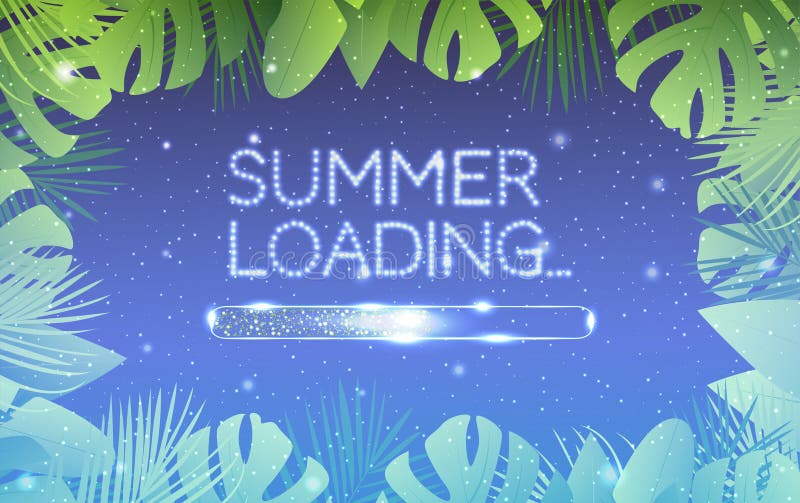 Summer Loading. Banner with Loading Bar, Tropical Leaf S Frame with ...