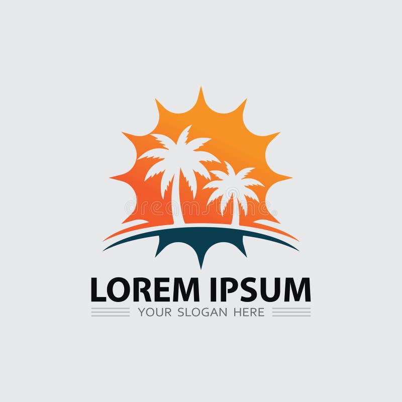 Summer Logo Design and Palm Tree Icon Stock Illustration Stock ...
