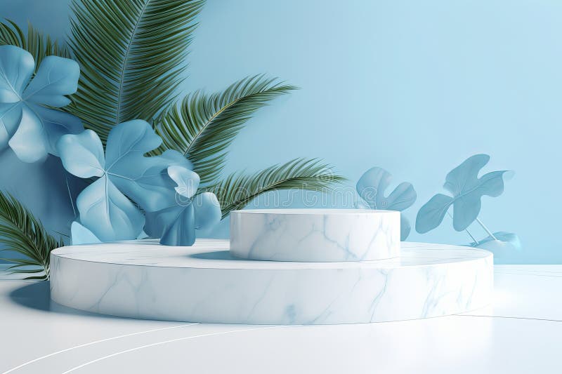 Summer Luxury White Marble Stage from Generative Ai Stock Illustration ...