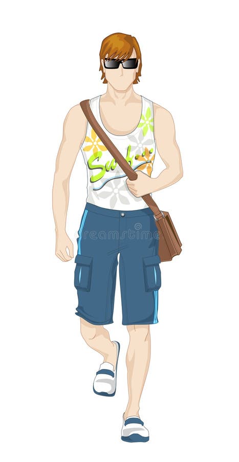 Summer man stock vector. Illustration of shorts, male - 14936653