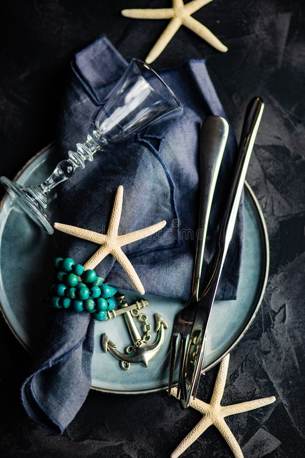 Summer Marine Table Setting Stock Image - Image of marine, kitchen ...