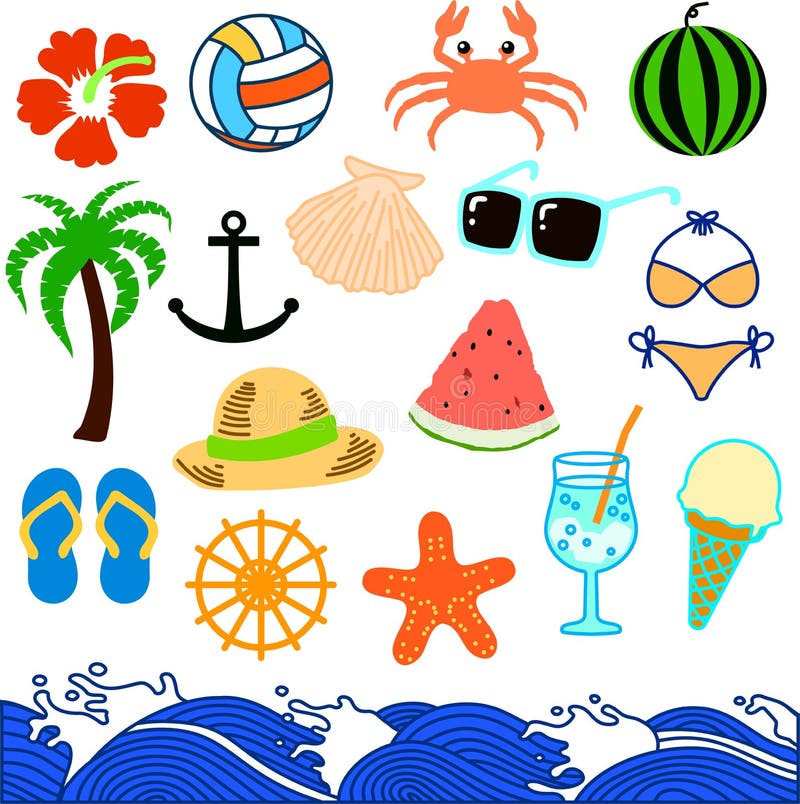 Summer material set stock vector. Illustration of anchor - 198209238