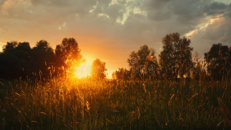 Summer meadow on the dusk stock photo. Image of beauty - 73193268