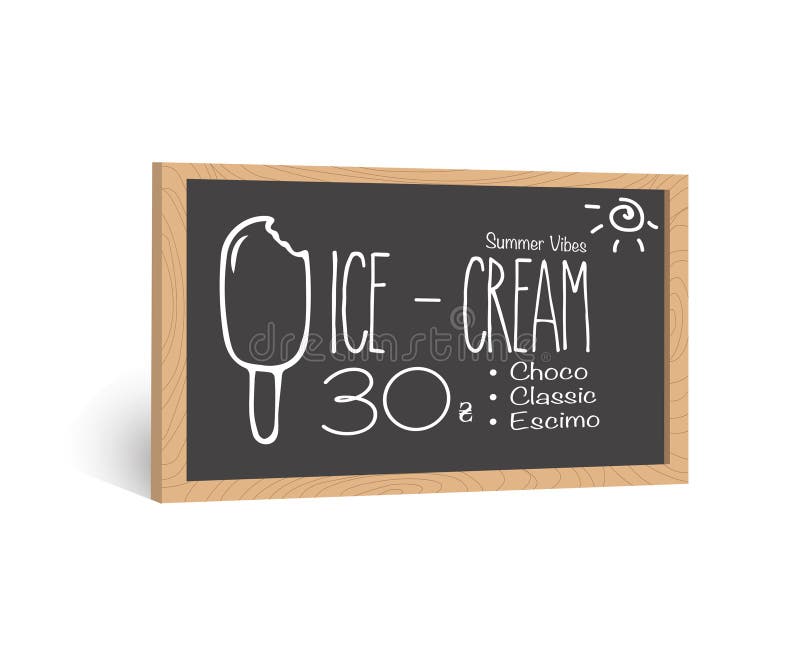 Ice Cream Chalk Board Drawing Stock Vector - Illustration of flavor ...