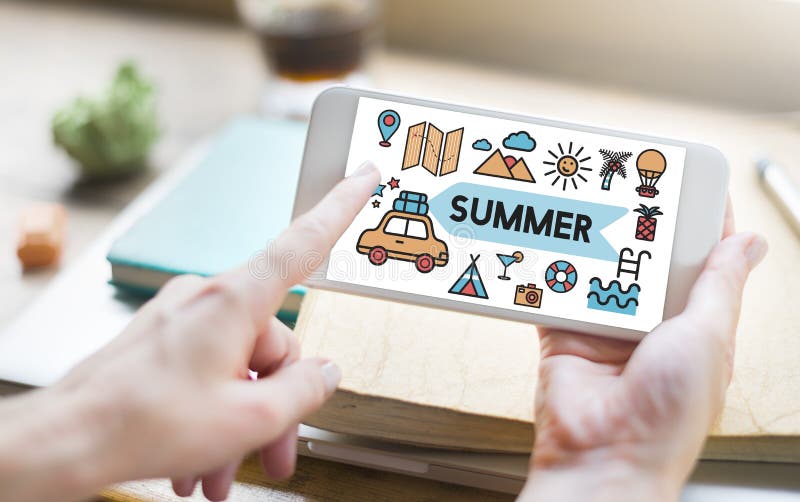 Summer Mobile Phone Holiday Vacation Screen Concept Stock Photo - Image ...