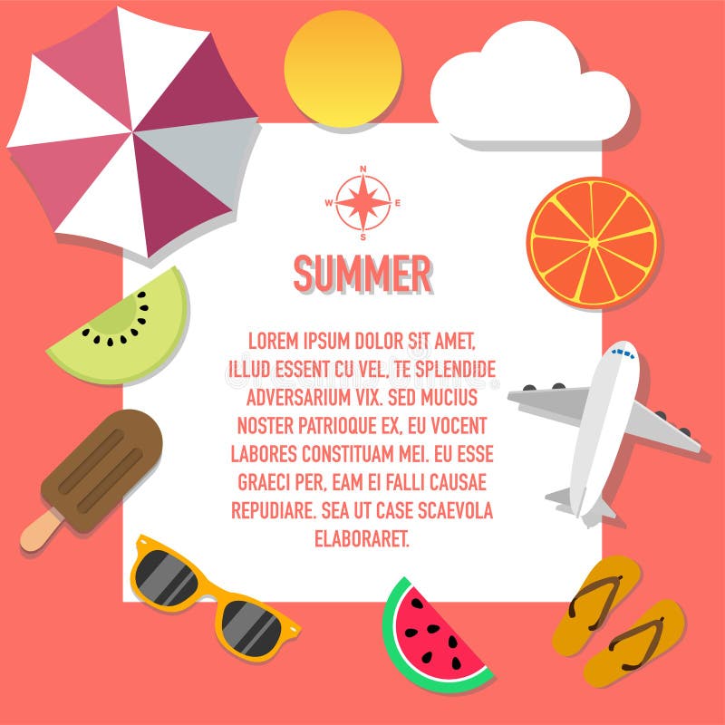 Summer Mood Style Advertisement with Many Objects Stock Vector ...