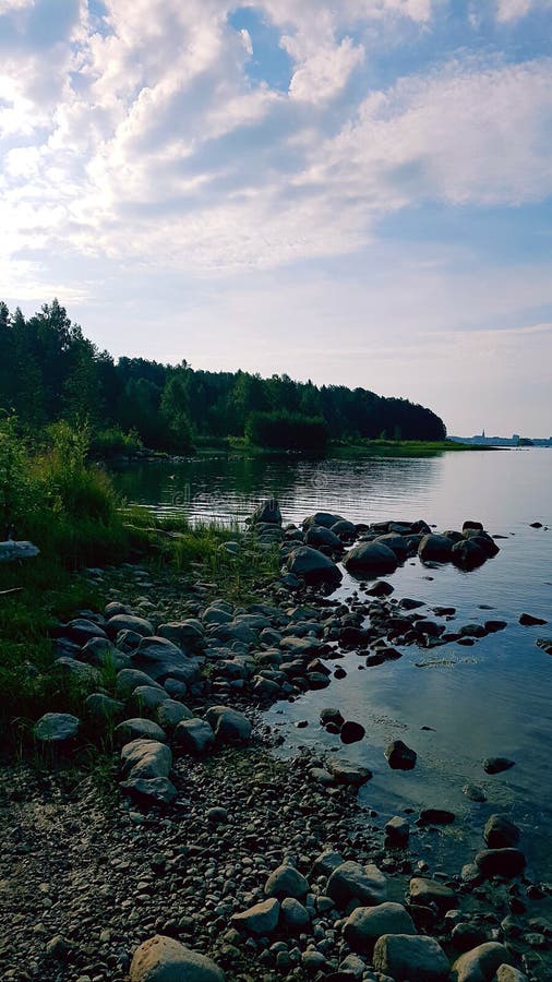 Summer morning stock photo. Image of summer, stone, water - 96965376
