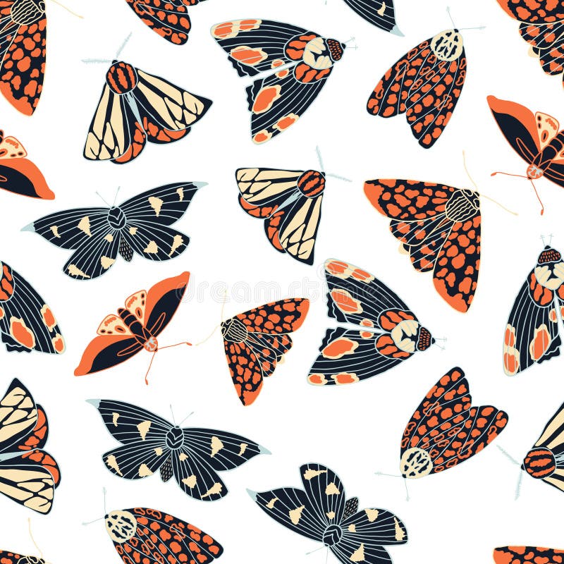 Summer Moth Seamless Pattern. Stock Illustration - Illustration of book ...