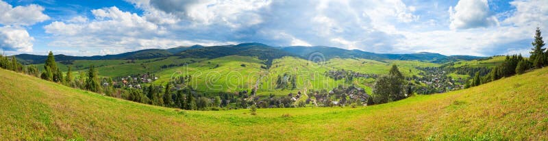 Summer Mountain Country Panorama. Stock Photo - Image of village ...