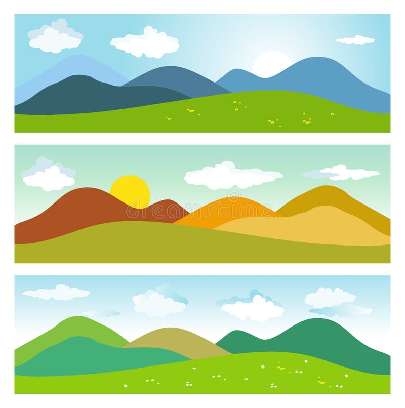 Summer Mountain Landscapes. Stock Vector - Illustration of adventure ...