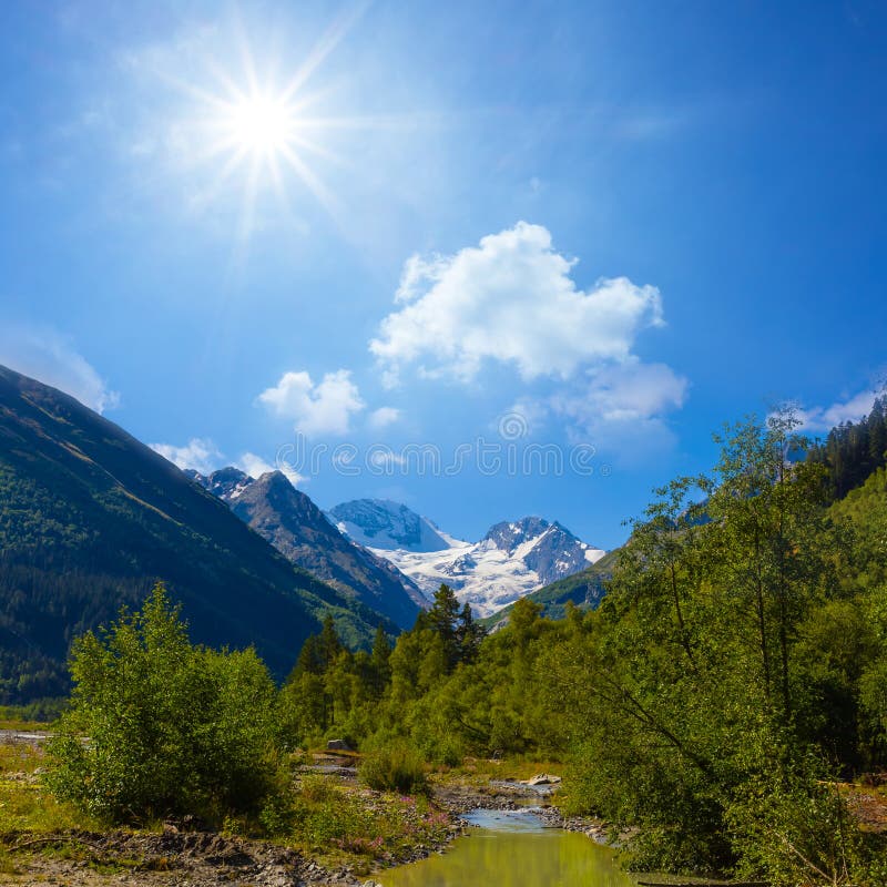 Summer Mountain Valley Under a Sparkle Sun Stock Photo - Image of ...