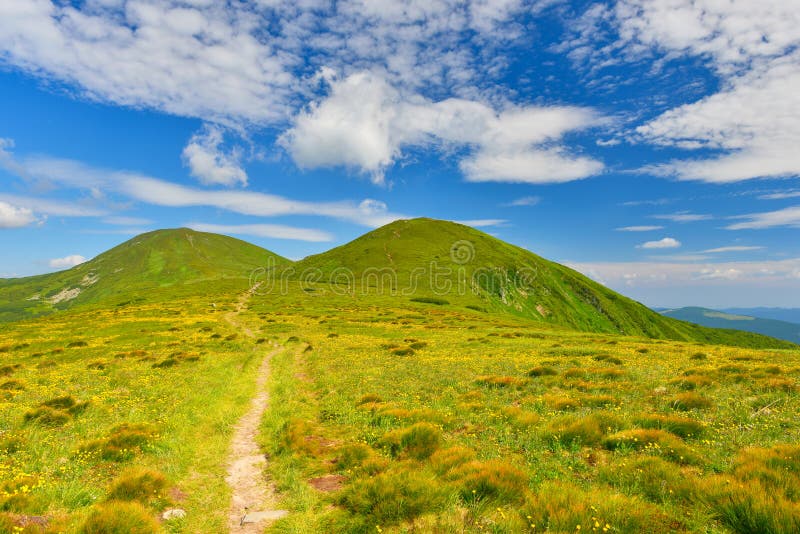 Summer mountains stock image. Image of path, view, mountains - 56641633