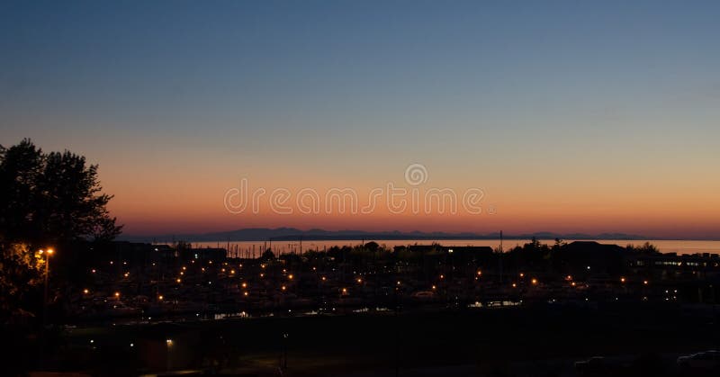 Summer Night in Blaine Marina Stock Image - Image of point, moorage ...