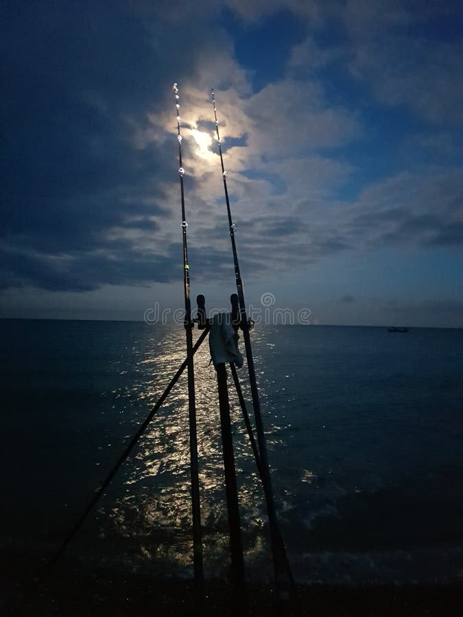 Sea Angling stock photo. Image of reels, tripod, coast - 124404406