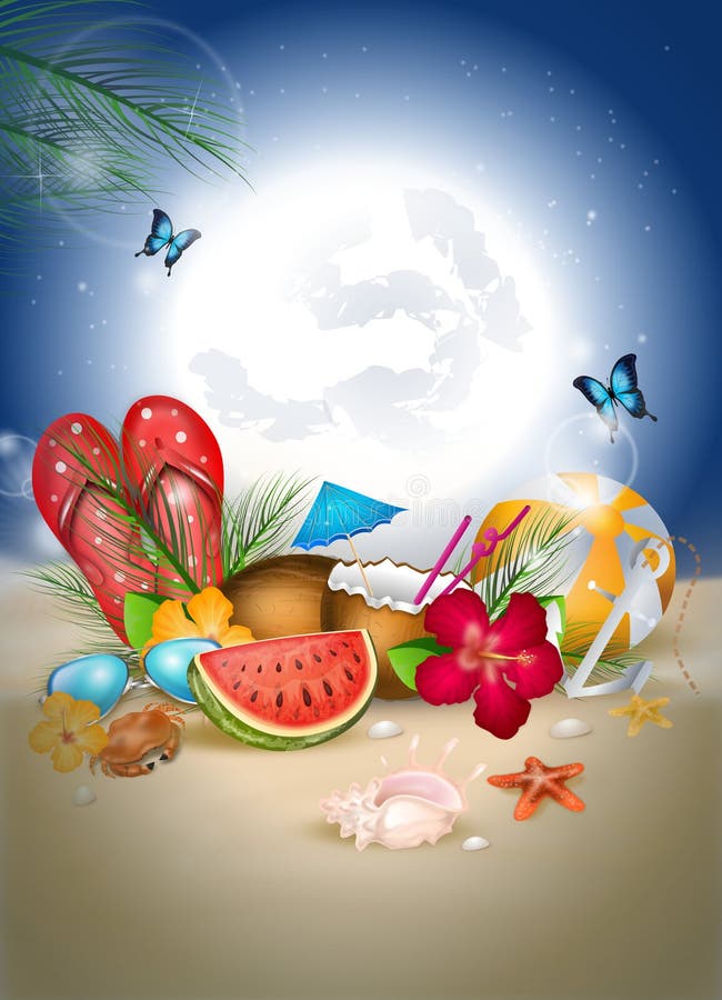 Summer night poster stock illustration. Illustration of party - 91532811