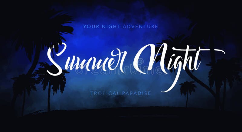 Summer Night. Tropical Background with Palms, Sky and Sunset. Summer ...