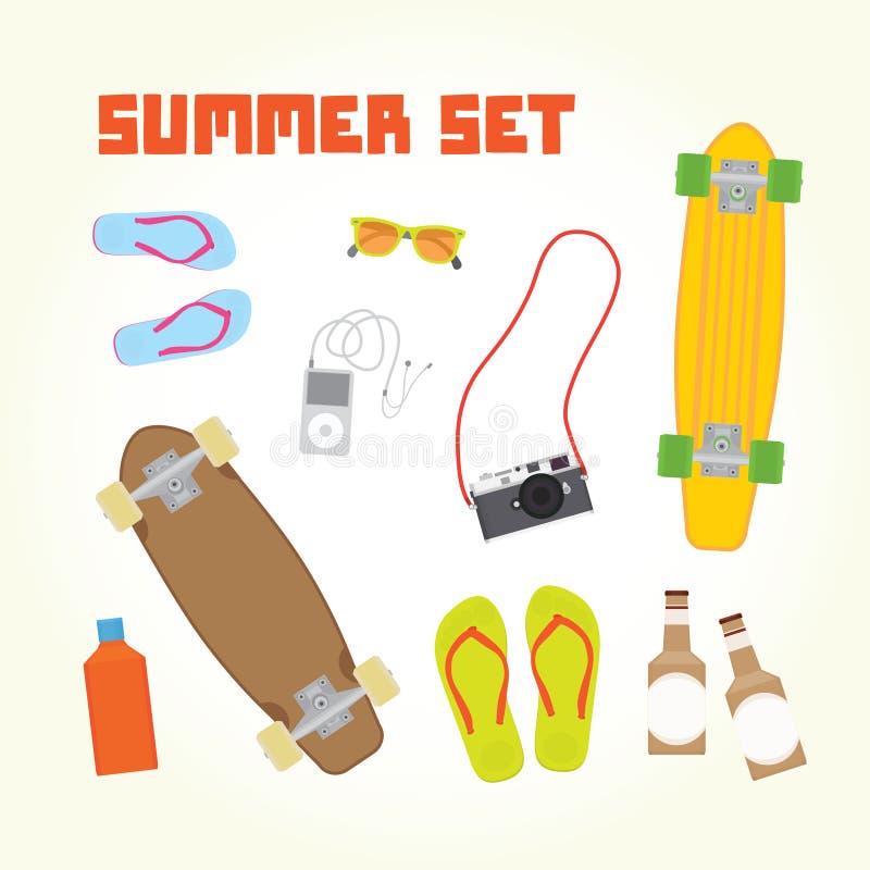 Summer objects vector set stock vector. Illustration of protection ...