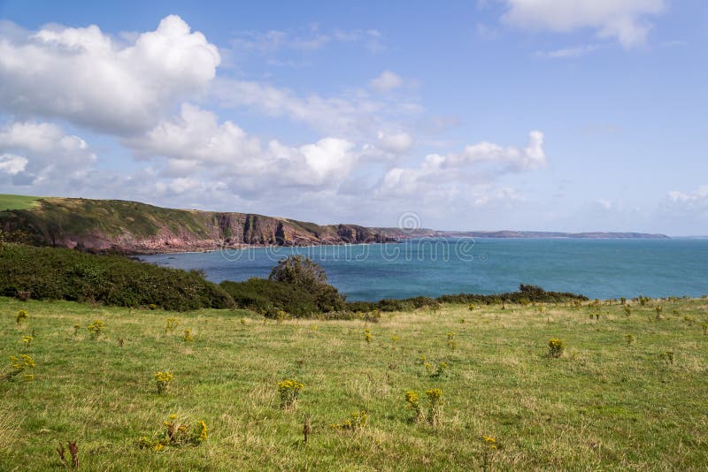Beach and ocean in Wales. stock image. Image of landscape - 163664717